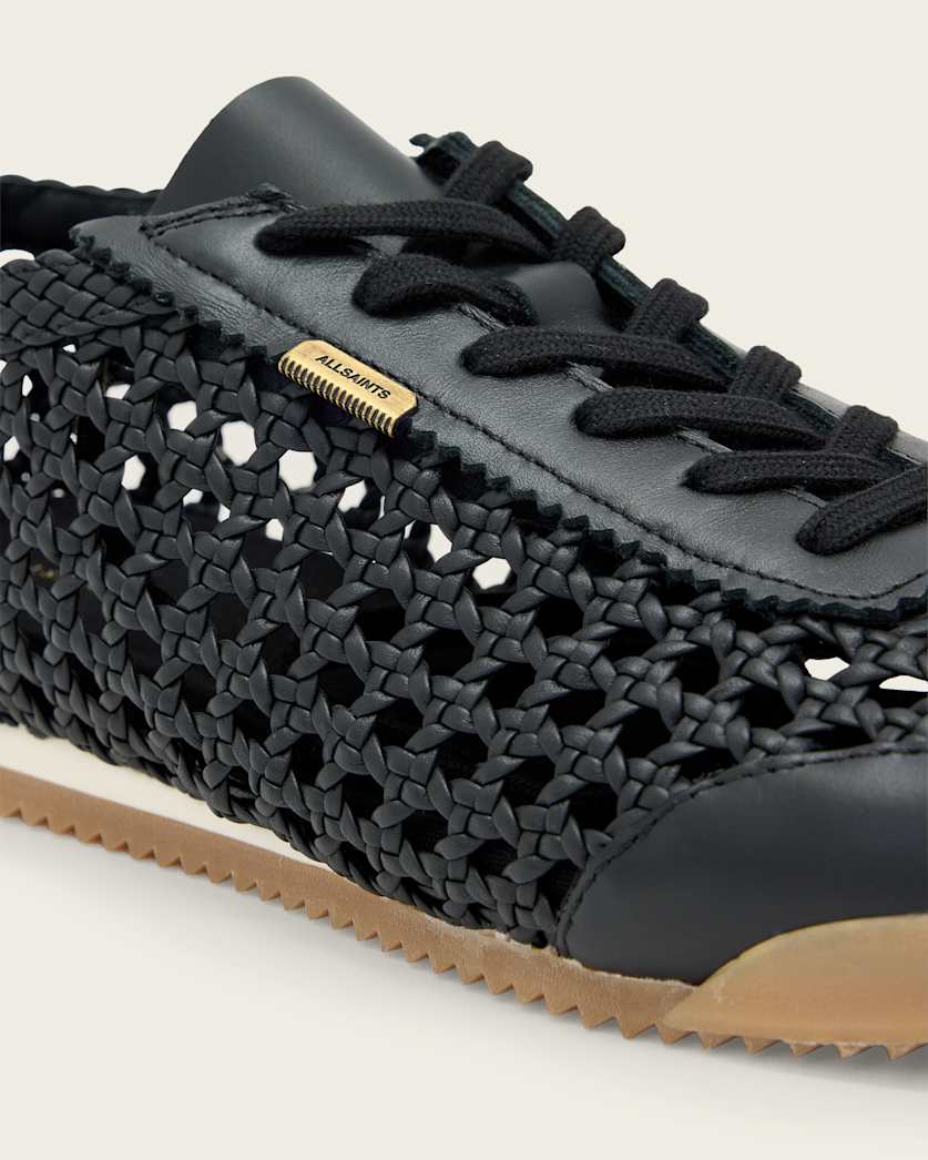 Kenny Woven Leather Trainers Black | ALLSAINTS Canada